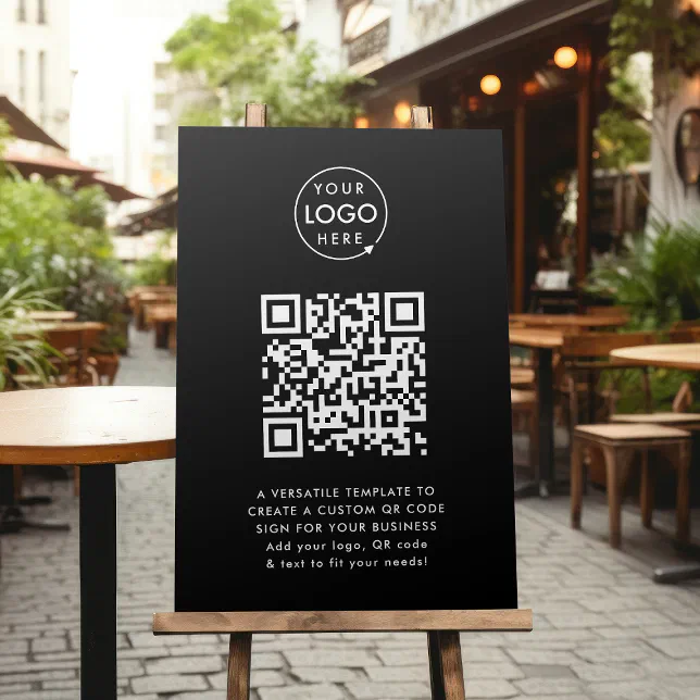 QR Code | Business Logo Professional Simple Black Foam Board | Zazzle