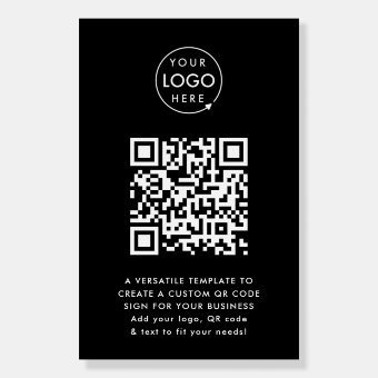 QR Code | Business Logo Professional Simple Black Foam Board | Zazzle