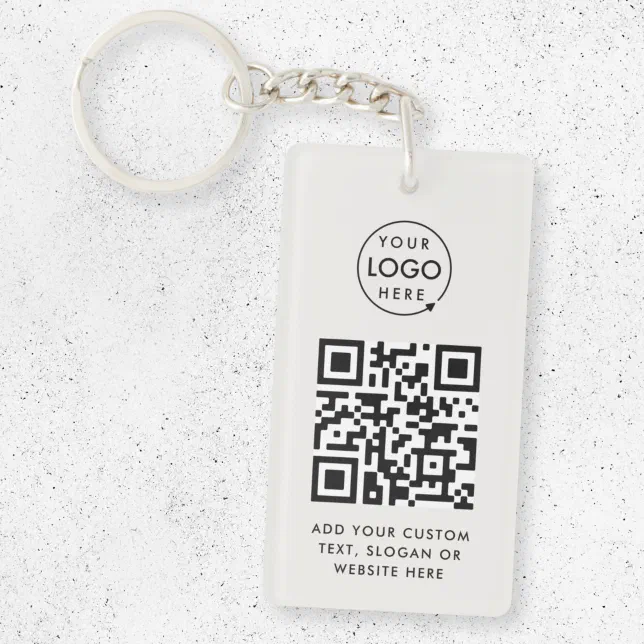 QR Code | Business Logo Professional Simple Gray Keychain | Zazzle