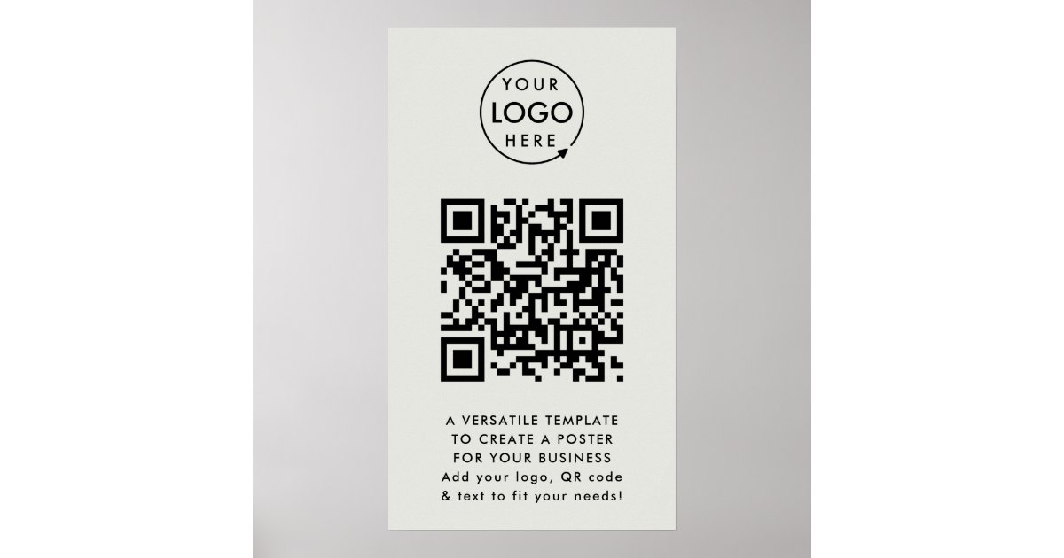 QR Code | Business Logo Professional Simple Gray Poster | Zazzle