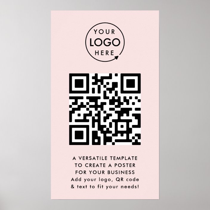 QR Code | Business Logo Professional Simple Pink Poster | Zazzle.com