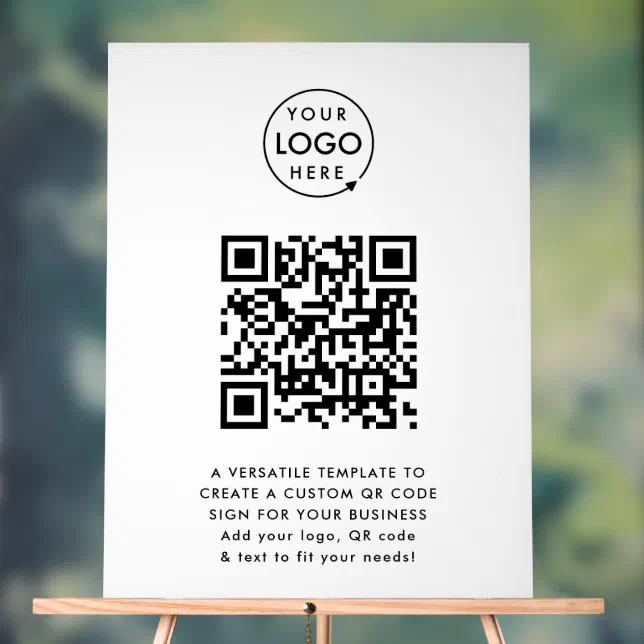 QR Code | Business Logo Professional Simple White Acrylic Sign | Zazzle