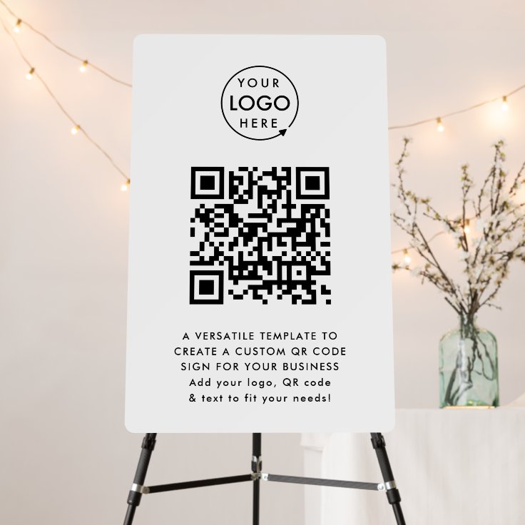 QR Code | Business Logo Professional Simple White Foam Board | Zazzle