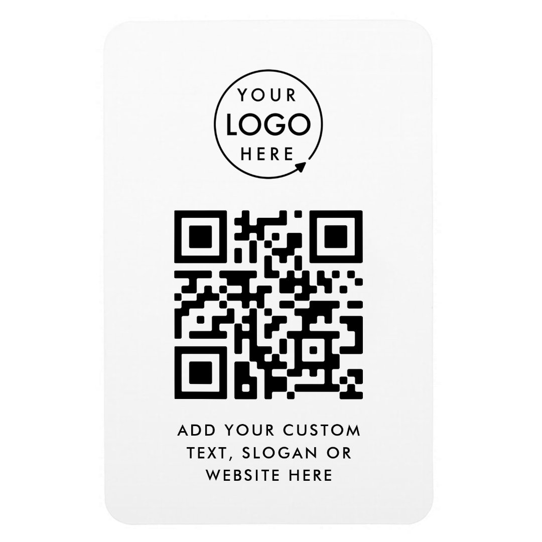 QR Code | Business Logo Professional Simple White Magnet | Zazzle
