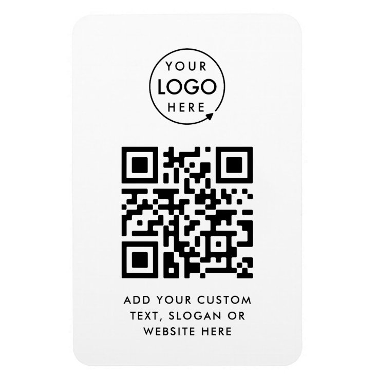 QR Code | Business Logo Professional Simple White Magnet | Zazzle