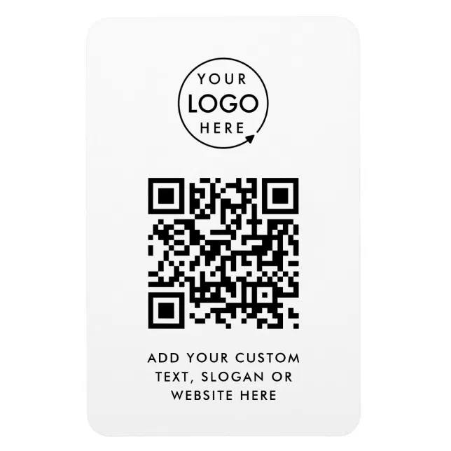 QR Code | Business Logo Professional Simple White Magnet | Zazzle