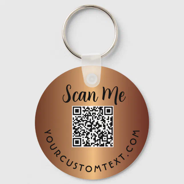 QR Code Business Logo Promotional Gold Keychain | Zazzle
