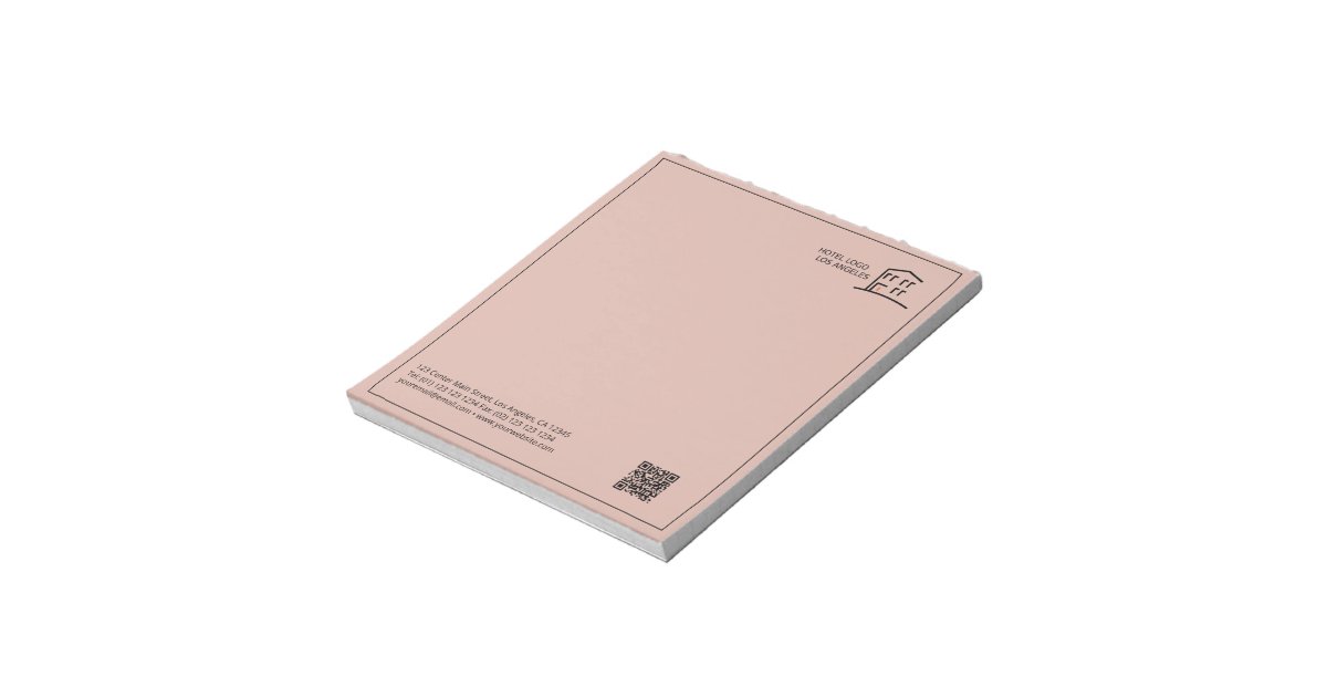 Qr Code Business Logo Promotional Pink Notepad Zazzle