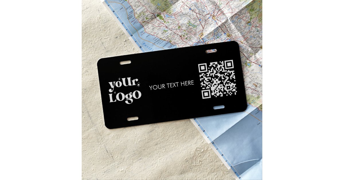 QR Code Business Logo Scan Me License Plate | Zazzle