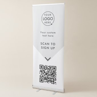 QR Code | Business Logo Scan to Custom Retractable Banner | Zazzle