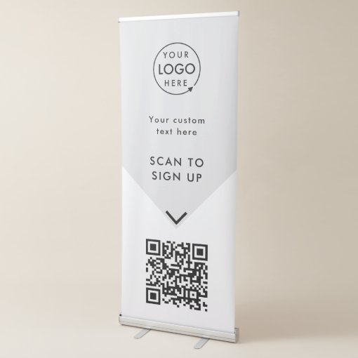 QR Code | Business Logo Scan to Custom Retractable Banner | Zazzle