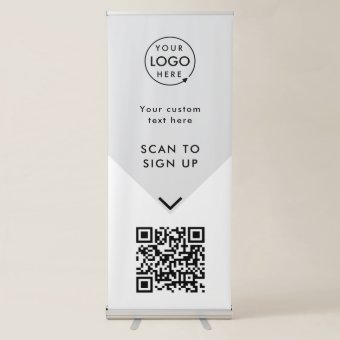 QR Code | Business Logo Scan to Custom Retractable Banner | Zazzle