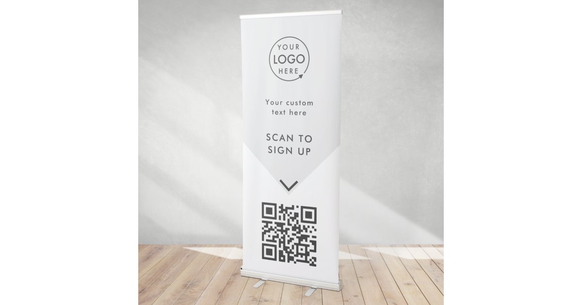 QR Code | Business Logo Scan to Custom Retractable Banner | Zazzle