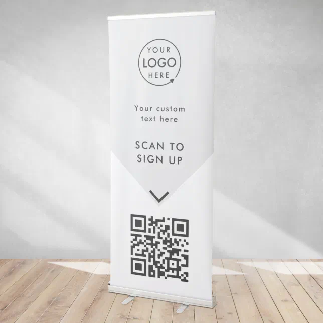QR Code | Business Logo Scan to Custom Retractable Banner | Zazzle