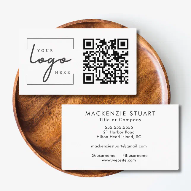 QR Code Business Logo Simple Modern Professional Business Card | Zazzle
