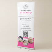 Qr code Business Logo Spa Beauty Salon Pink Retractable Banner | Zazzle