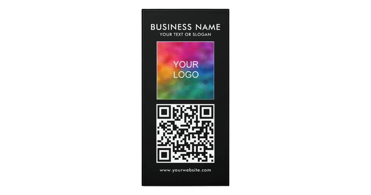 QR Code Business Logo Text Here Modern Vertical Door Sign | Zazzle