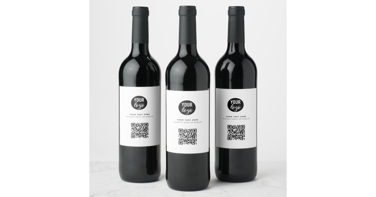 QR Code Business Logo White Corporate Wine Label | Zazzle