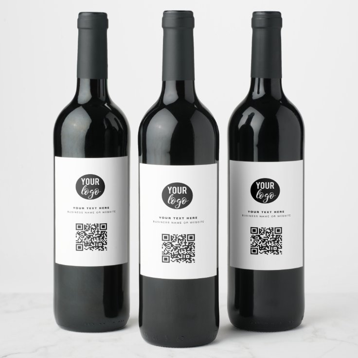 QR Code Business Logo White Corporate Wine Label | Zazzle