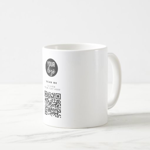 QR Code Business Logo White Minimalist Corporate Coffee Mug | Zazzle