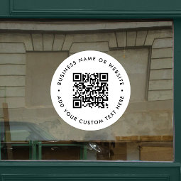 QR Code | Business Minimal White Scannable Round Window Cling | Zazzle