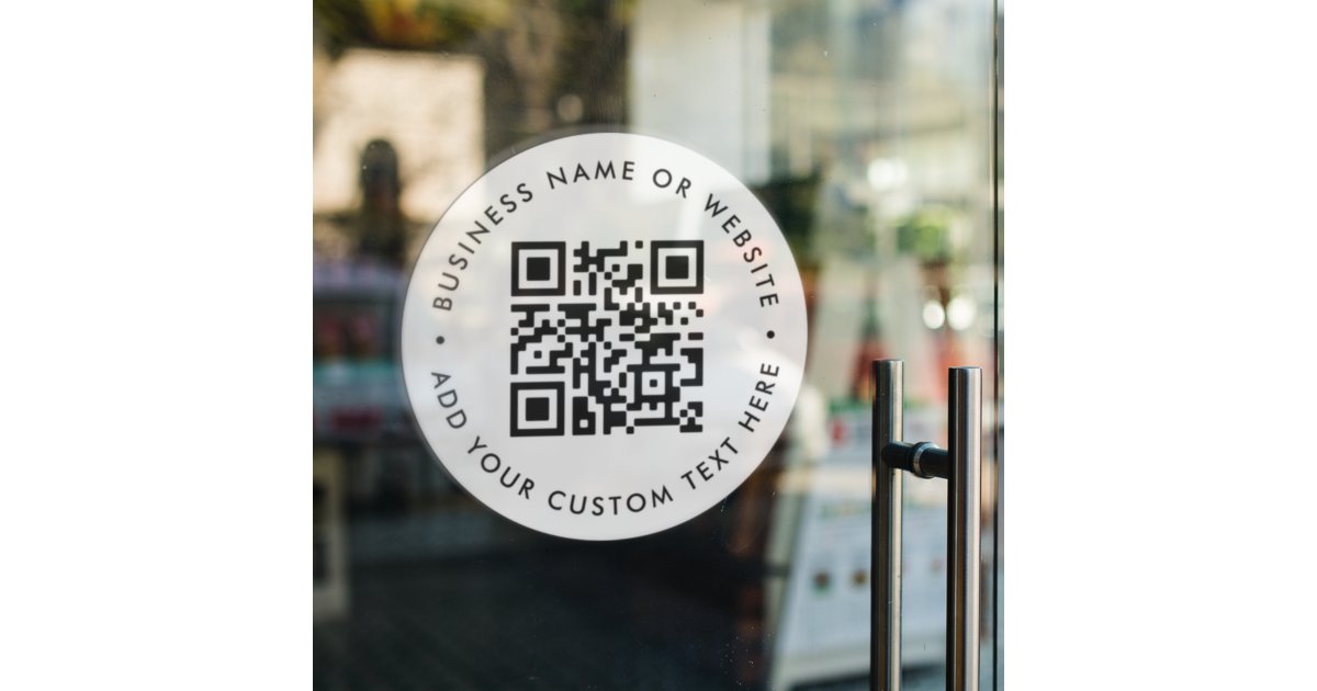 QR Code | Business Minimal White Scannable Round Window Cling | Zazzle