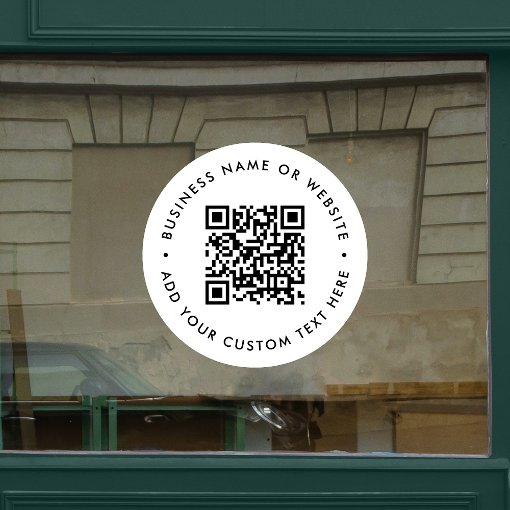 QR Code | Business Minimal White Scannable Round Window Cling | Zazzle