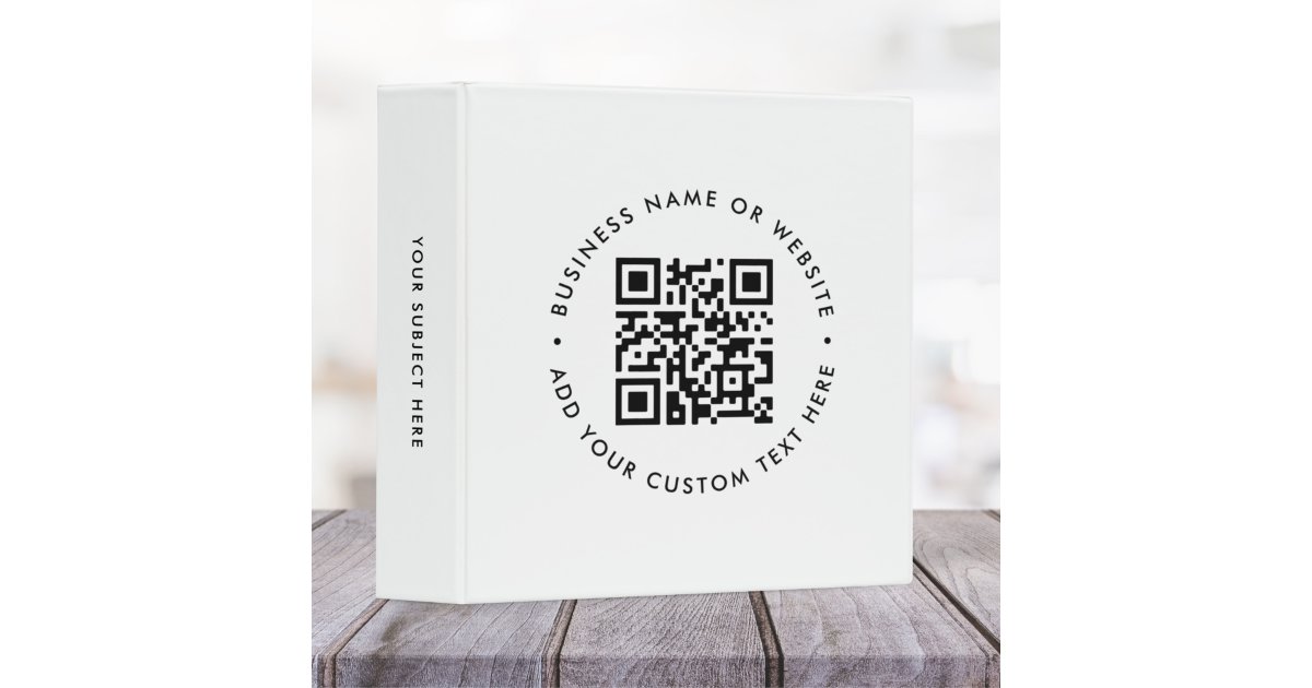 QR Code Business Modern Minimal Clean Simple White 3 Ring Binder | Zazzle