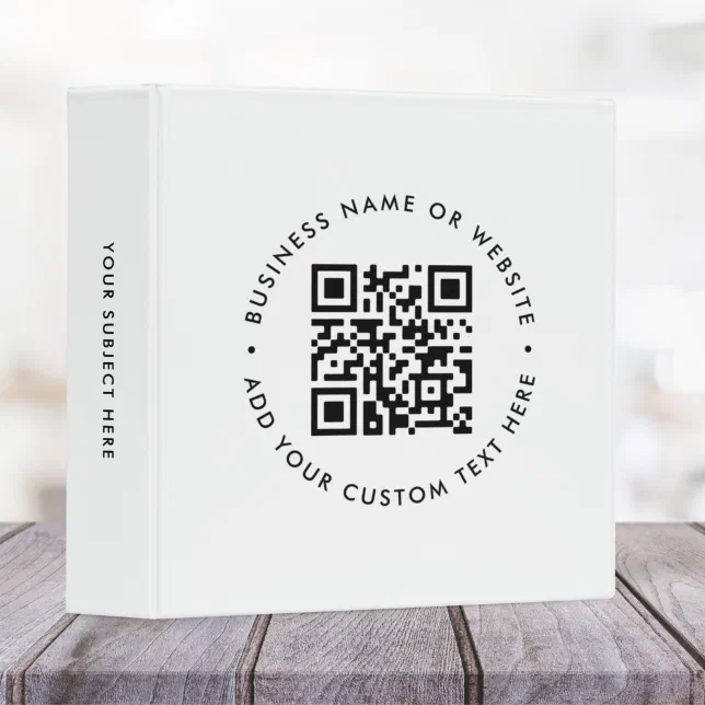QR Code Business Modern Minimal Clean Simple White 3 Ring Binder | Zazzle