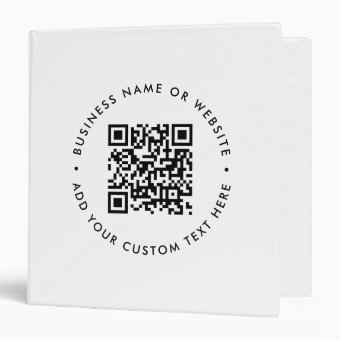 QR Code Business Modern Minimal Clean Simple White 3 Ring Binder | Zazzle