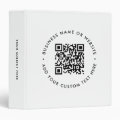 QR Code Business Modern Minimal Clean Simple White 3 Ring Binder | Zazzle