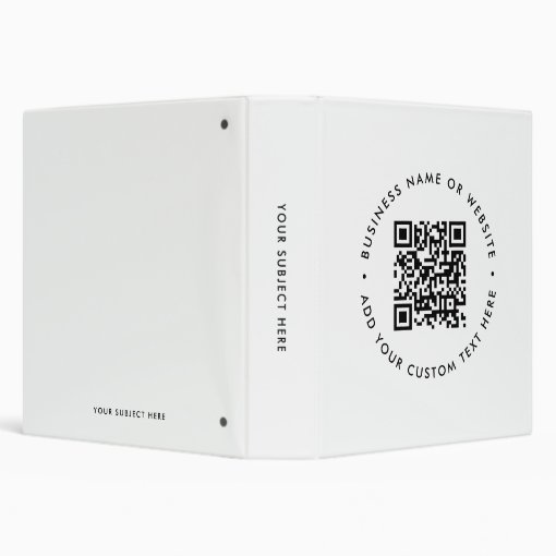 QR Code Business Modern Minimal Clean Simple White 3 Ring Binder | Zazzle