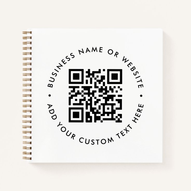 QR Code Business Modern Minimal Clean Simple White Notebook | Zazzle