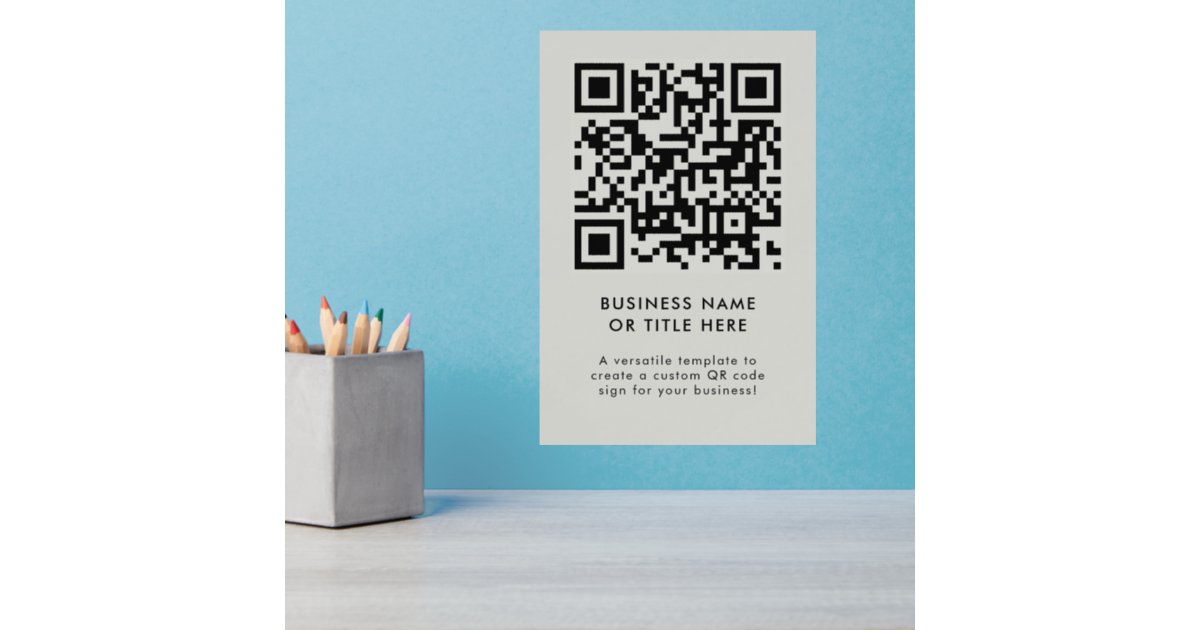 QR Code | Business Modern Minimalist Simple Gray Wall Decal | Zazzle