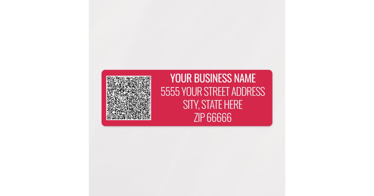 QR Code Business Name Address Labels - Your Colors | Zazzle