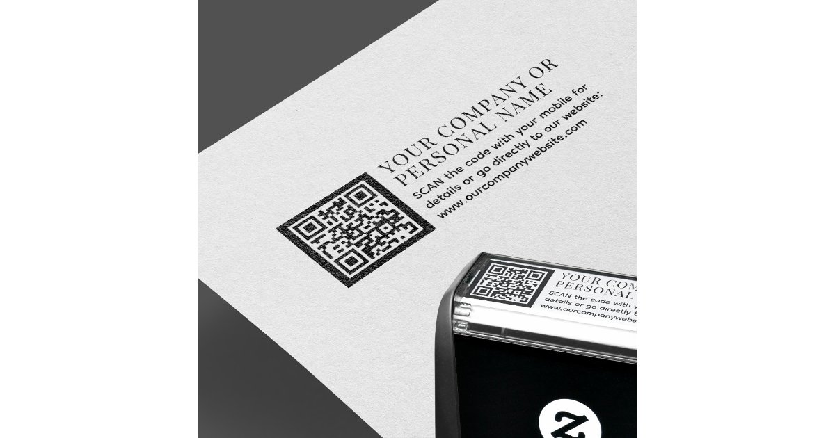 QR CODE business name custom text promotional Self-inking Stamp | Zazzle