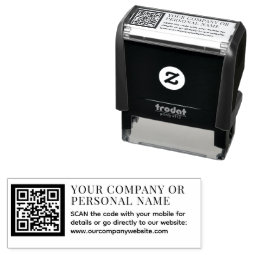 QR CODE business name custom text promotional Self-inking Stamp | Zazzle