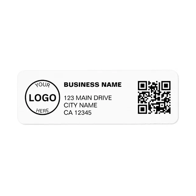 QR Code business Return Address Professional Logo Label | Zazzle
