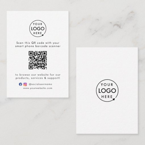 QR Code Business Website Scan Me Social Media Logo Business Card | Zazzle