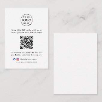 QR Code Business Website Scan Me Social Media Logo Enclosure Card | Zazzle