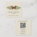 QR Code Butterfly Botanical Square Business Card | Zazzle