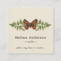 QR Code Butterfly Botanical Square Business Card | Zazzle
