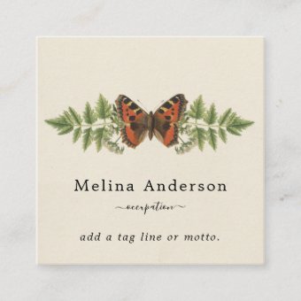 QR Code Butterfly Botanical Square Business Card | Zazzle