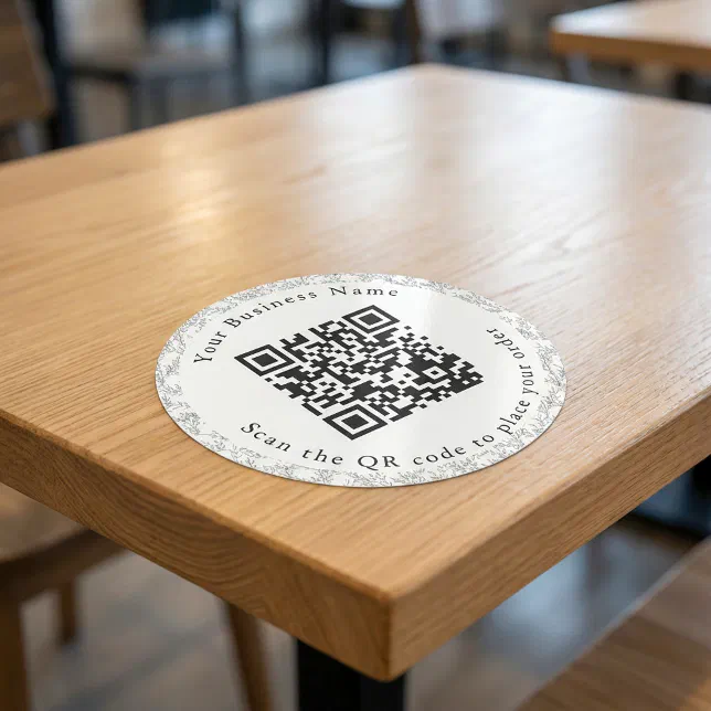 QR Code cafe table menu Classic Round Sticker | Zazzle
