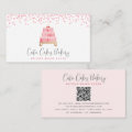QR Code Cake Blush Pink Sprinkles Pastry Chef Chic Business Card | Zazzle