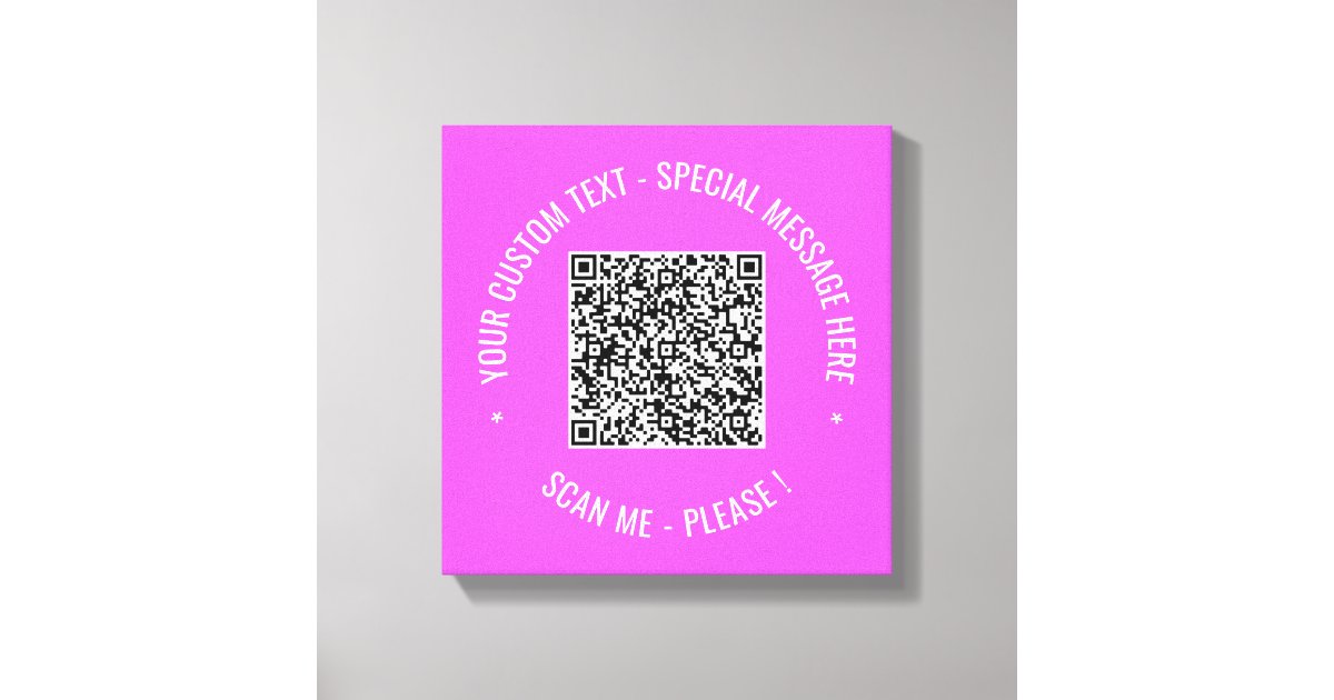 QR Code Canvas Print Scan Info and Custom Text | Zazzle