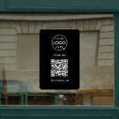 QR Code Check-In | Black Business Logo Contactless Window Cling | Zazzle