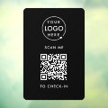 QR Code Check-In | Black Business Logo Contactless Window Cling | Zazzle