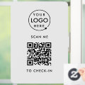 QR Code Check-In | Business Logo Contactless Window Cling | Zazzle