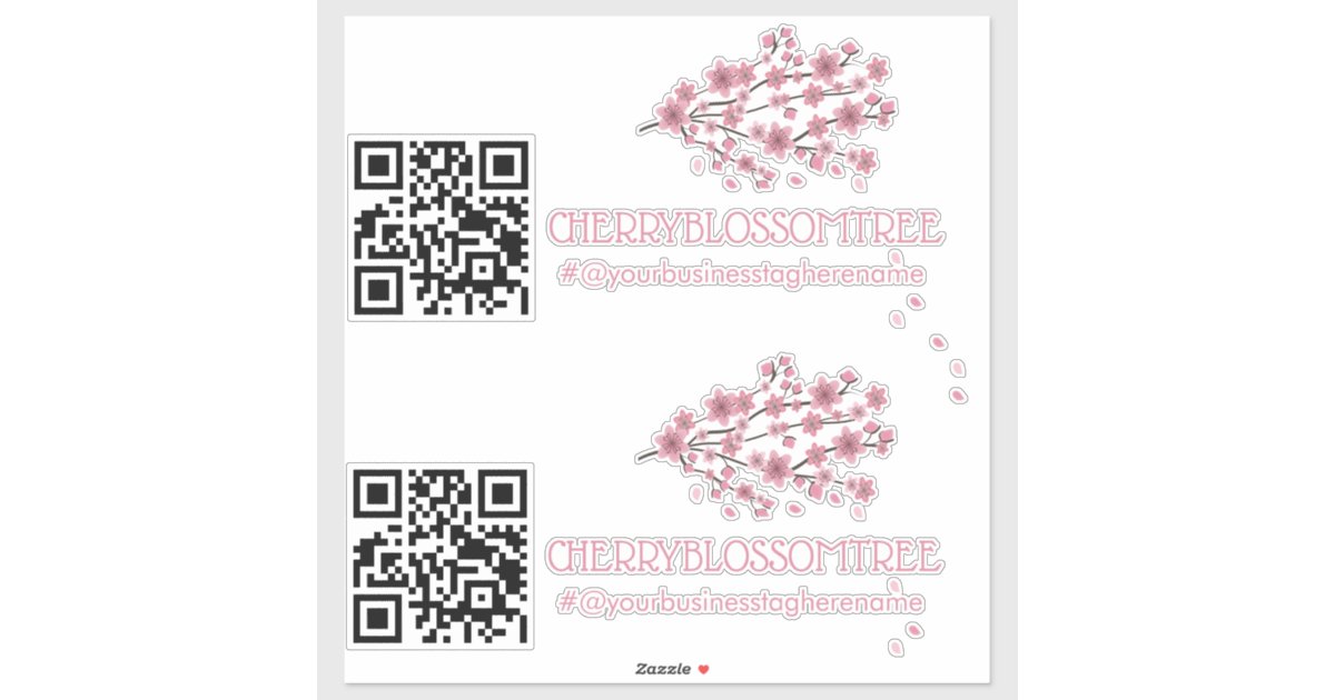 QR Code Cherry Blossom Business Name Car Decal | Zazzle